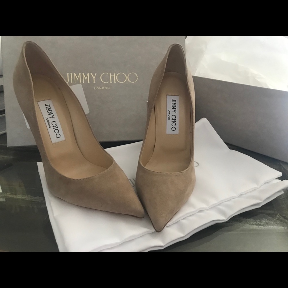 Nwt Jimmy Choo Anouk Suede 120 Heel - Gem